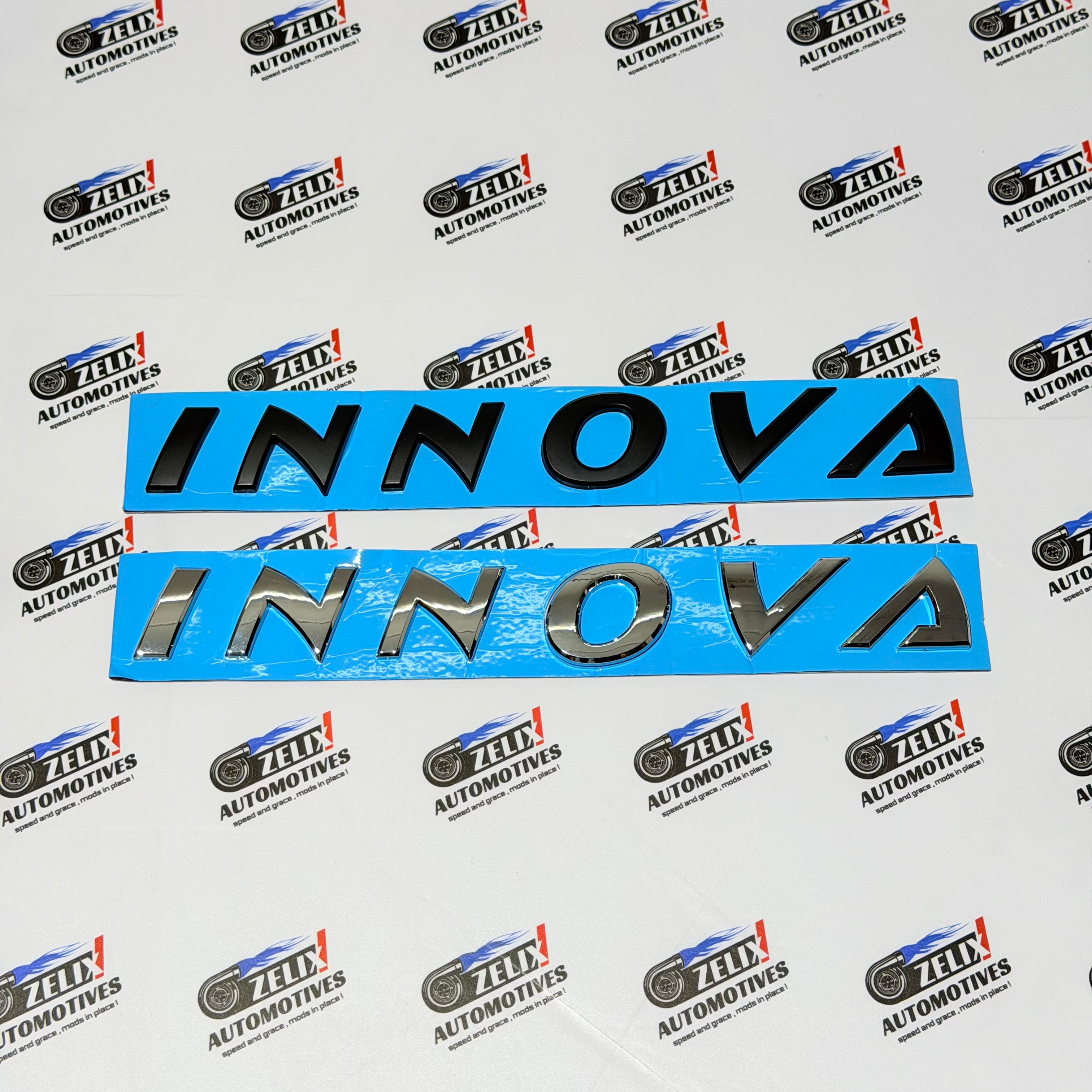 Toyota Innova Rear Emblem | Matte Black & Chrome Finish – Zelix Automotives
