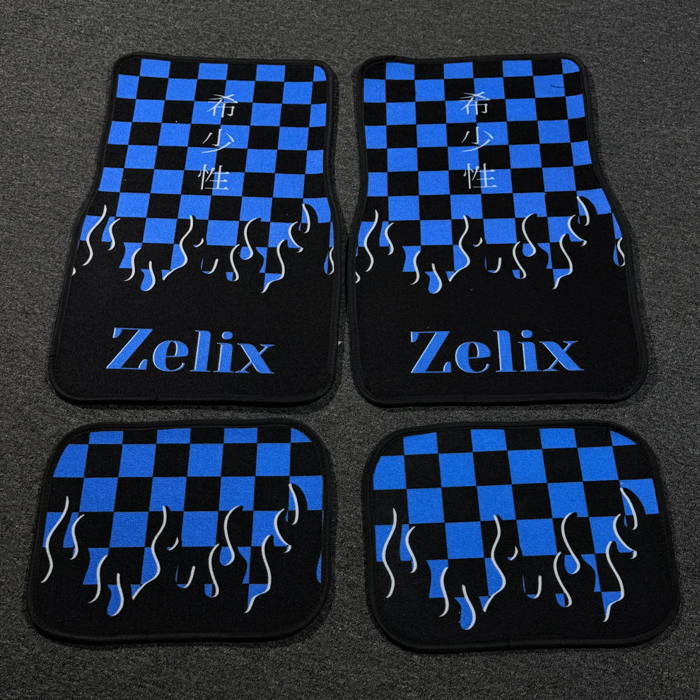 Blue Checkered Zelix Car Floor Mats – Zelix Automotives