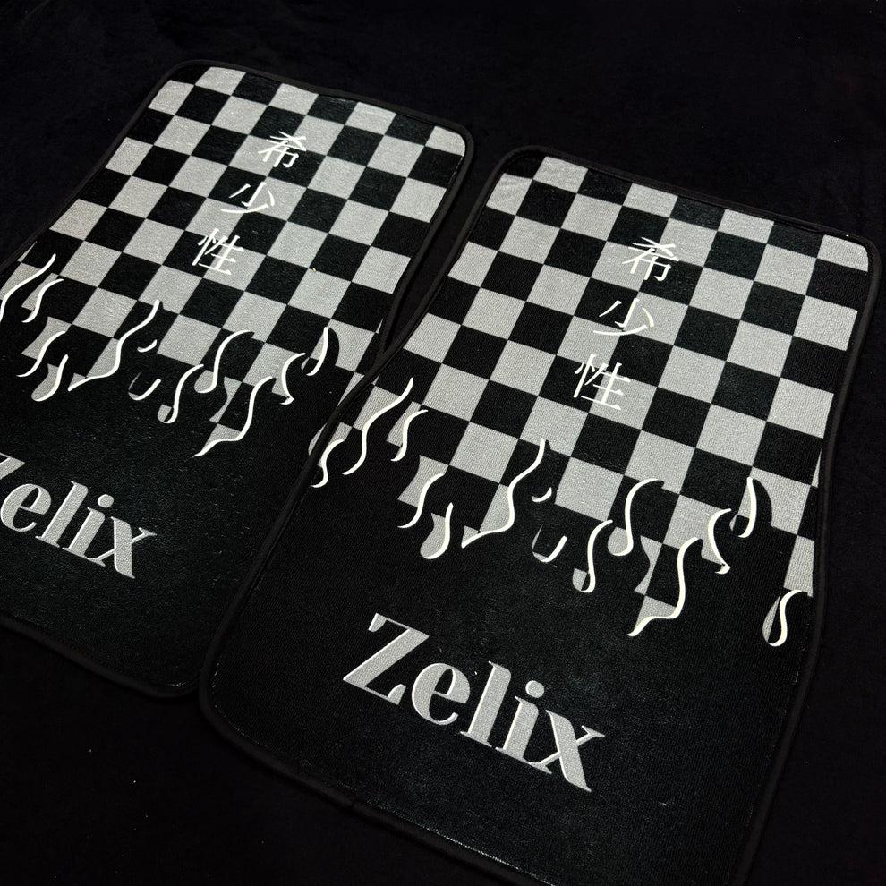 Zelix Premium Checkered Flame Car Mats | Stylish JDM Interior Upgrade – Zelix Automotives