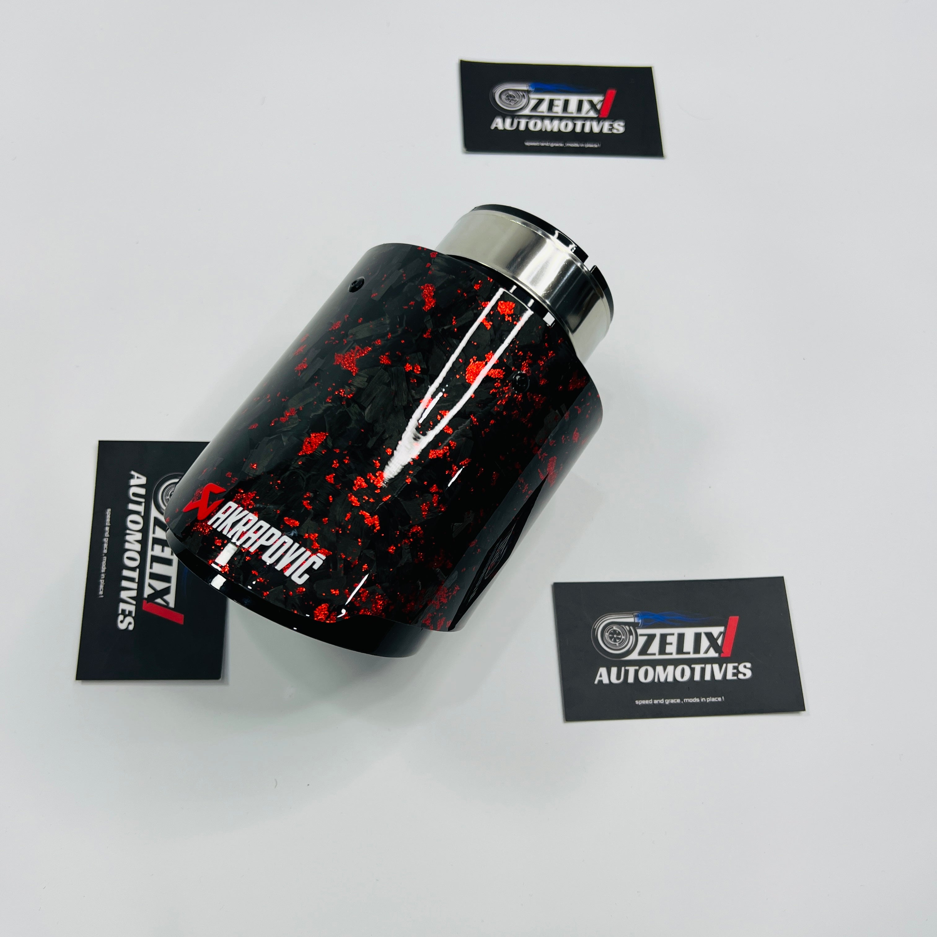 Akrapovic Style Forged Carbon Red Single Exhaust Tip – Zelix Automotives