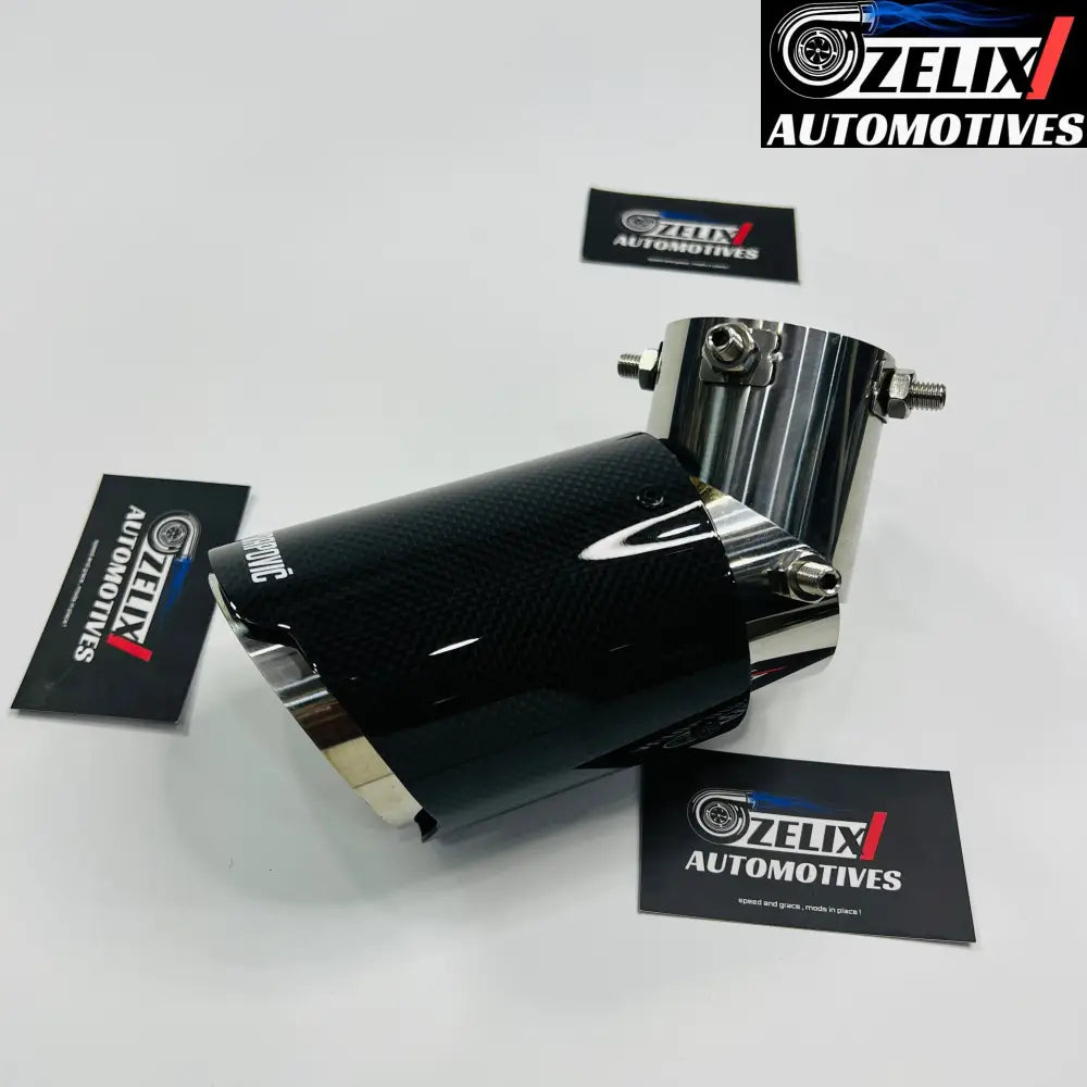 Akrapovic Single Exhaust Tip | Angle-Adjustable Gloss Carbon 64-67 mm ...