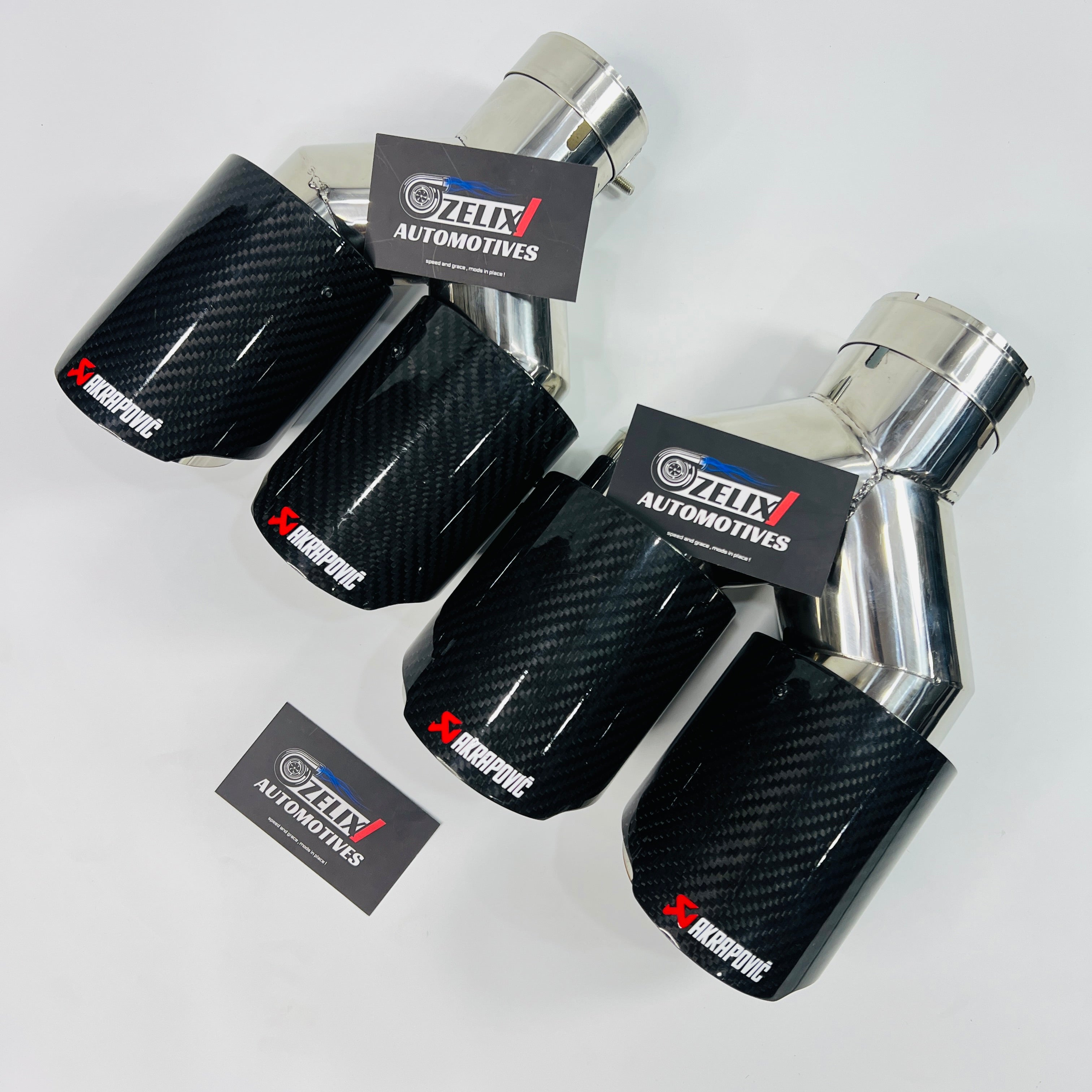 Akrapovic Dual Exhaust Tip | Gloss Carbon Dual (Universal Clamp-On ...
